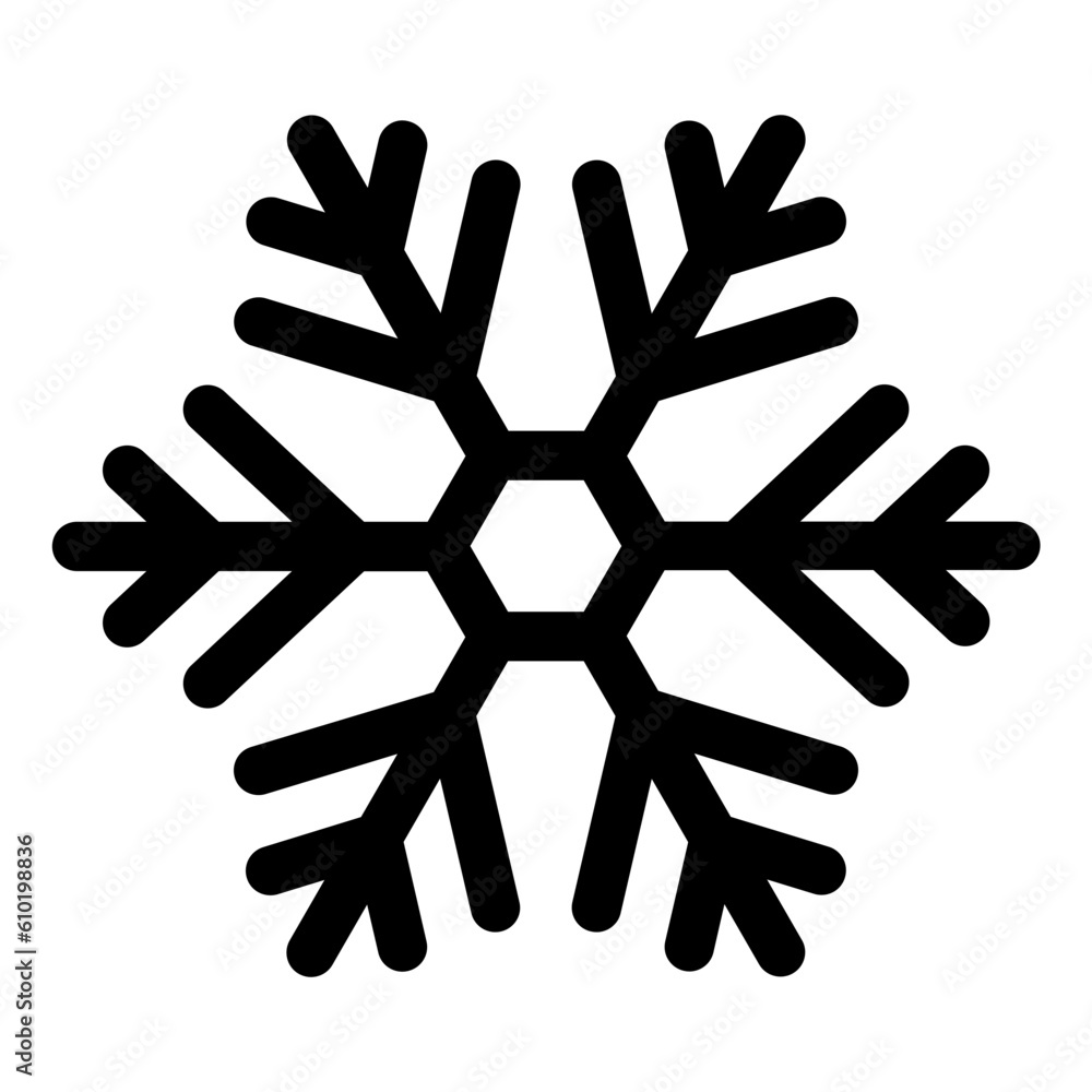 Black frozen snowflake line icon, simple temperature flat design vector ...