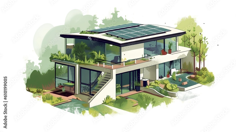 Concept of a sustainable family house project. The integration of ...