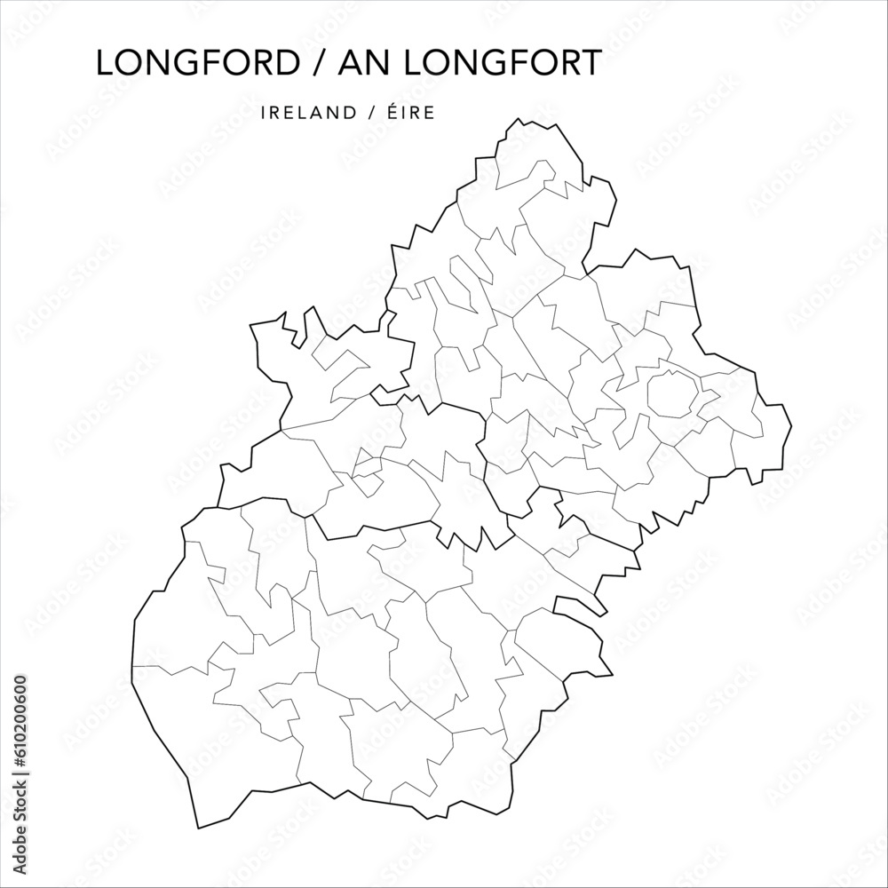 Vetor de Vector Map of County Longford (Countae an Longfoirt) with the Administrative Borders of ...
