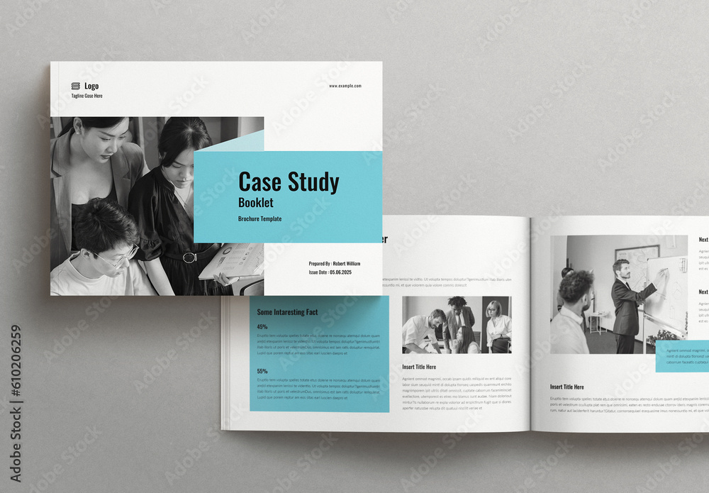 Case Study Booklet Layout Landscape Stock Template | Adobe Stock