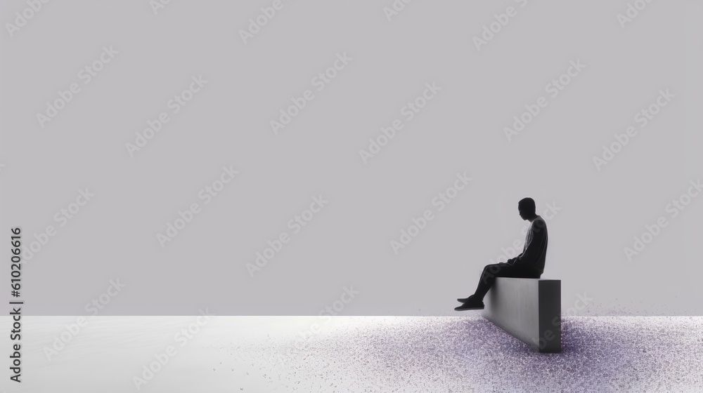 Concept of depression and mental health issues, depicting a person ...