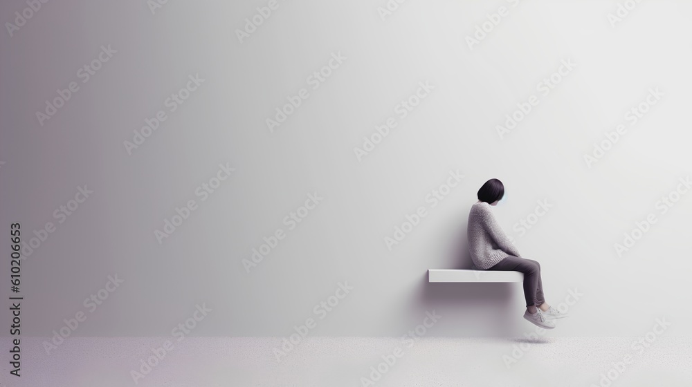 Concept of depression and mental health issues, depicting a person ...