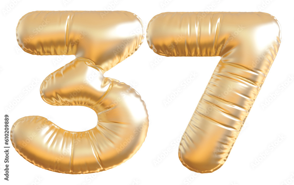 Gold Balloon Number 37 Stock Illustration | Adobe Stock