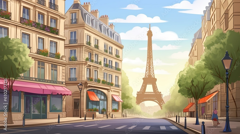 Background street of Paris. Captivating illustration of a Parisian ...