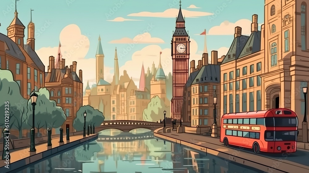 Background London. Eye-catching banner design featuring an illustrated ...