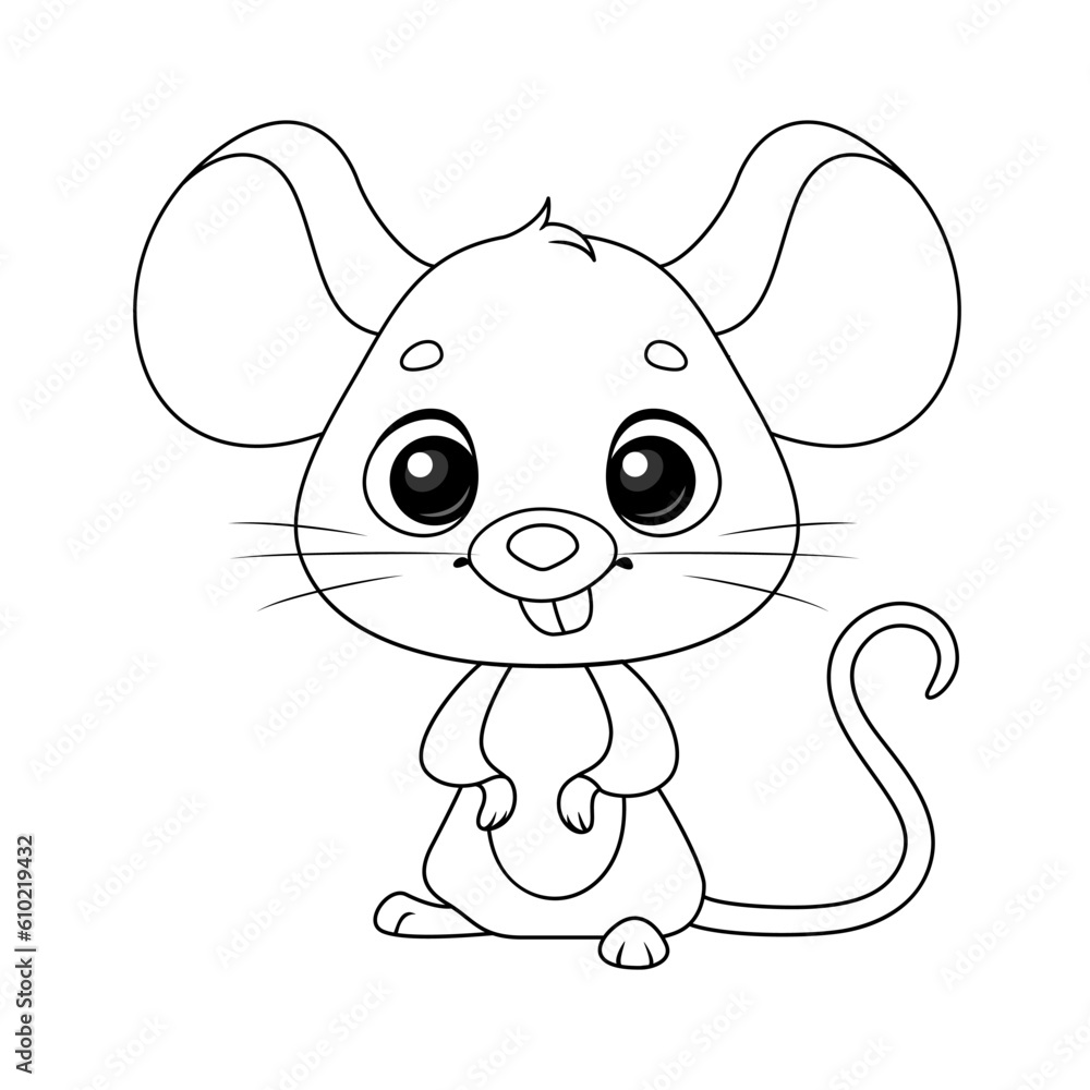 Cute mouse animal coloring page cartoon vector illustration Stock ...