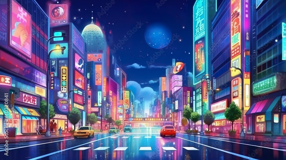 Background Tokyo crossing shibuya. An illustration capturing the energy ...