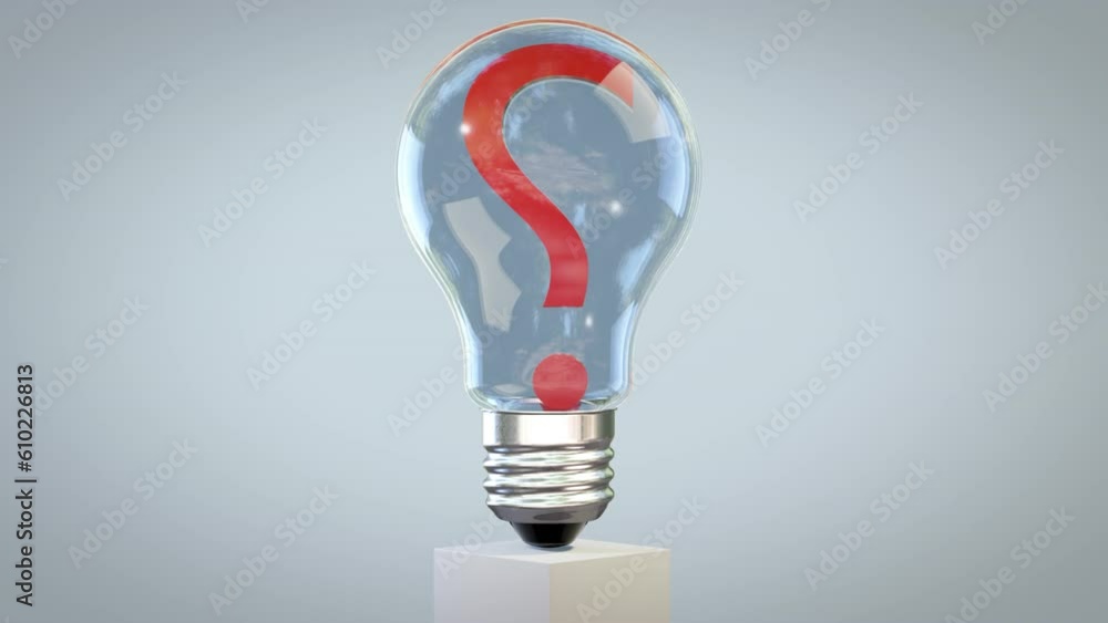 3D question mark revolving inside of a classic lightbulb, loop Stock ...