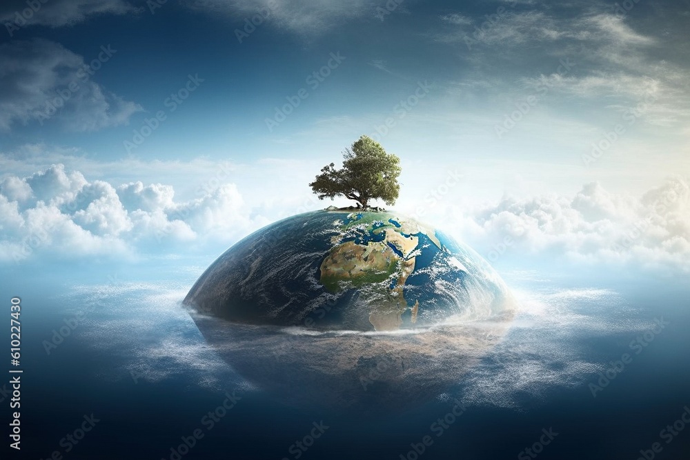 Tree on Globe: Symbolizing Earth's Connection with Natural Resources ...