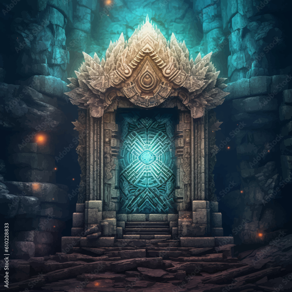 Magic Gate. Mysterious Entrance portal. Fantasy gate. Ancient ruins ...