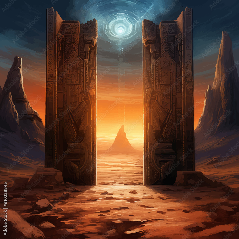 Magic Gate. Mysterious Entrance portal. Fantasy gate. Ancient ruins ...