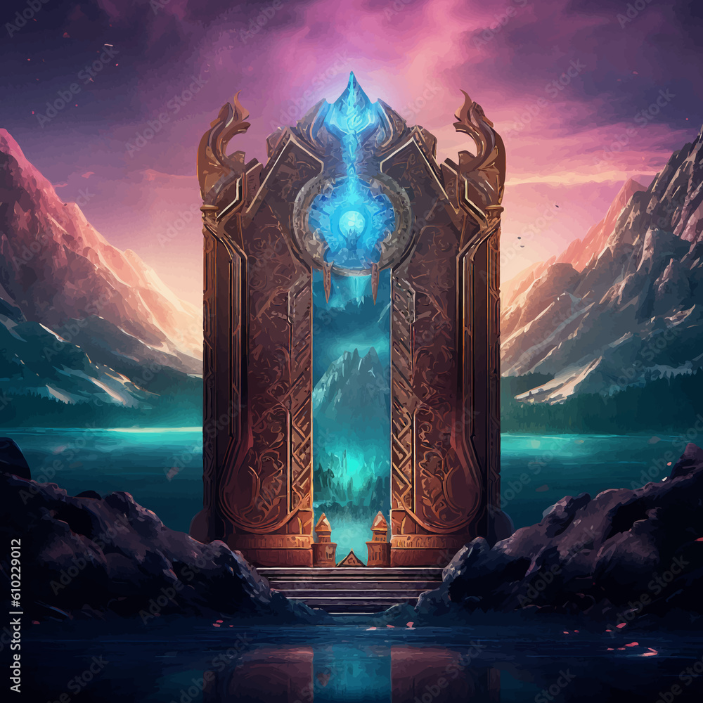 Magic Gate. Mysterious Entrance portal. Fantasy gate. Ancient ruins ...