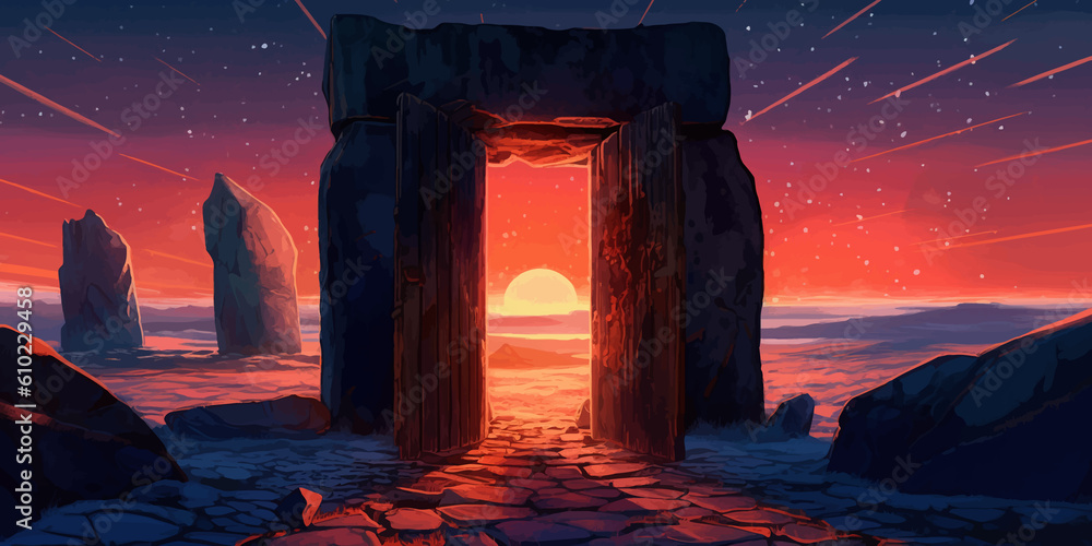 Magic Gate. Mysterious Entrance portal. Fantasy gate. Ancient ruins ...