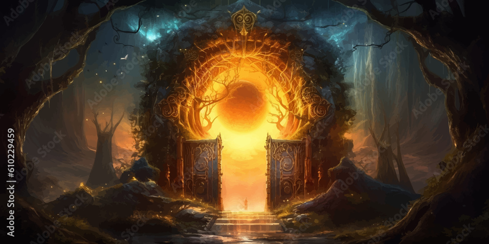 Magic Gate. Mysterious Entrance portal. Fantasy gate. Ancient ruins ...