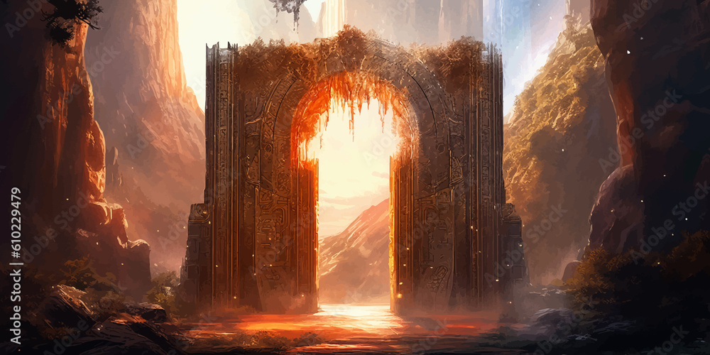 Magic Gate. Mysterious Entrance portal. Fantasy gate. Ancient ruins ...