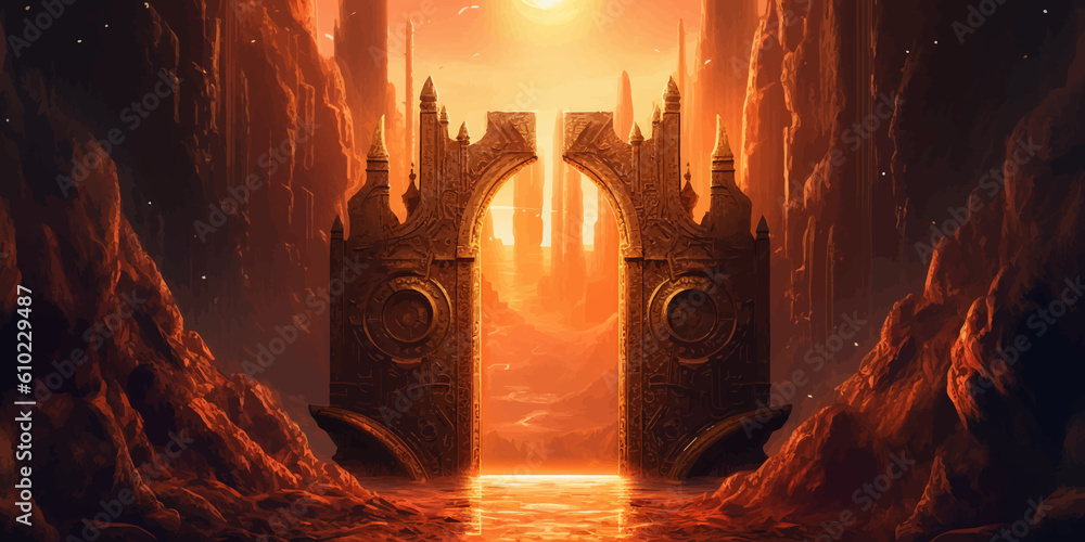 Magic Gate. Mysterious Entrance portal. Fantasy gate. Ancient ruins ...