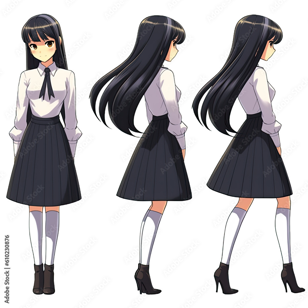 Anime-style depiction of a girl in a school uniform Visual novel ...