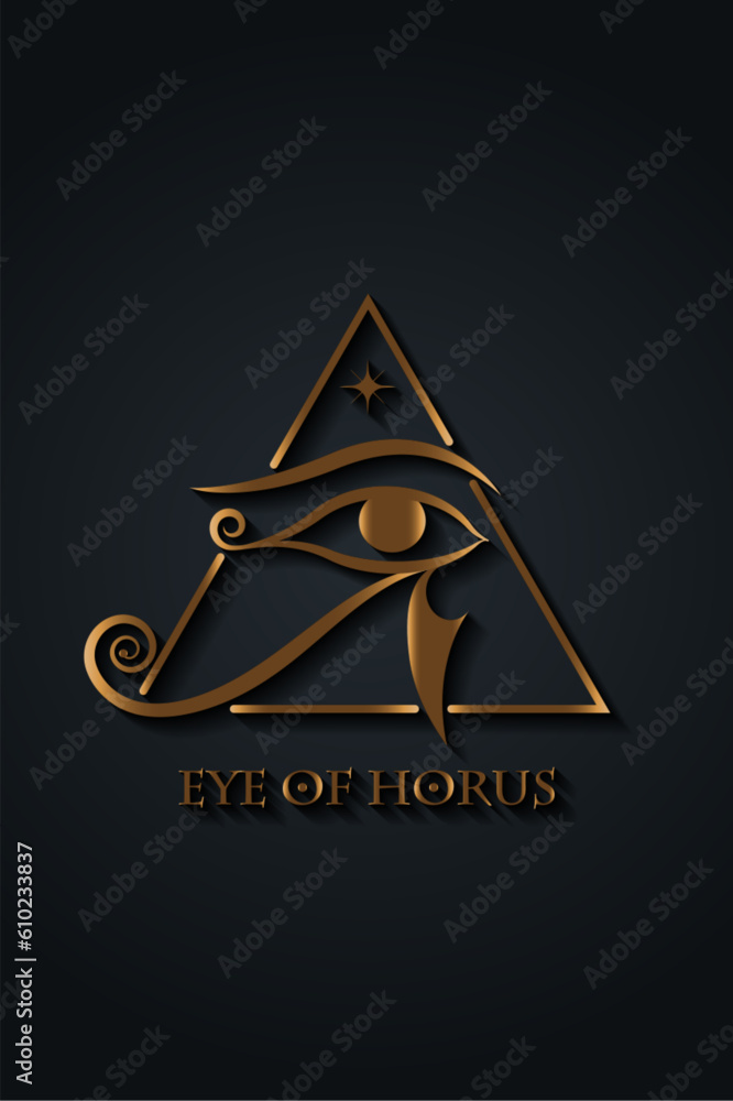 Eye Of Horus gold Logo design. The ancient Egyptian Moon sign. Mighty ...