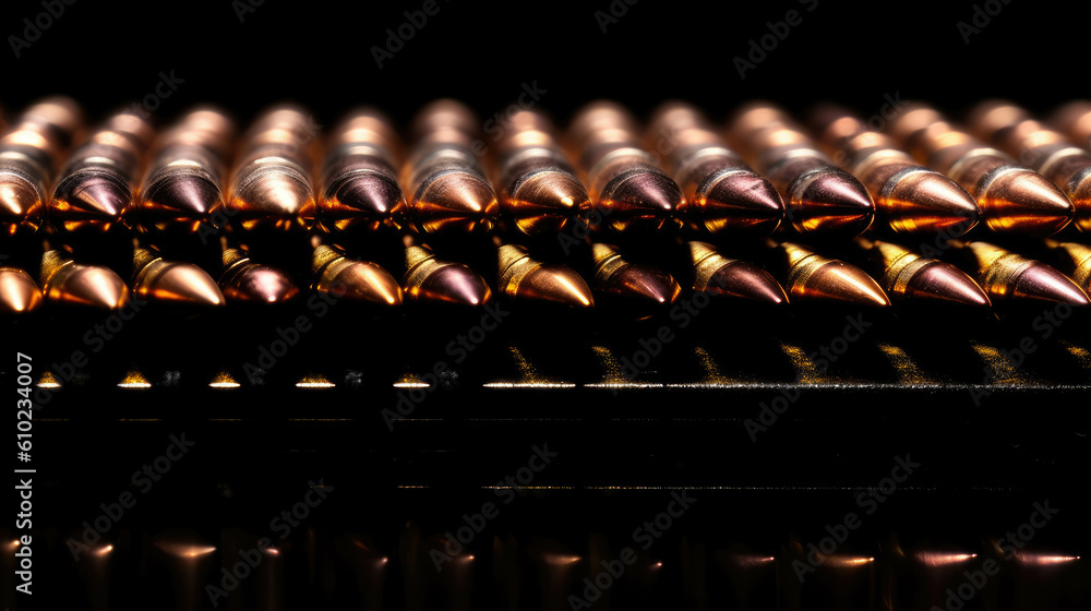 Firing assault riffle shooting firepower bullets isolated on black ...