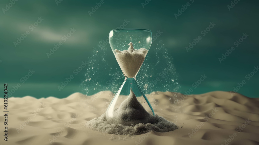 Sand glass dripping iceberg melting into sand, time to save the ...
