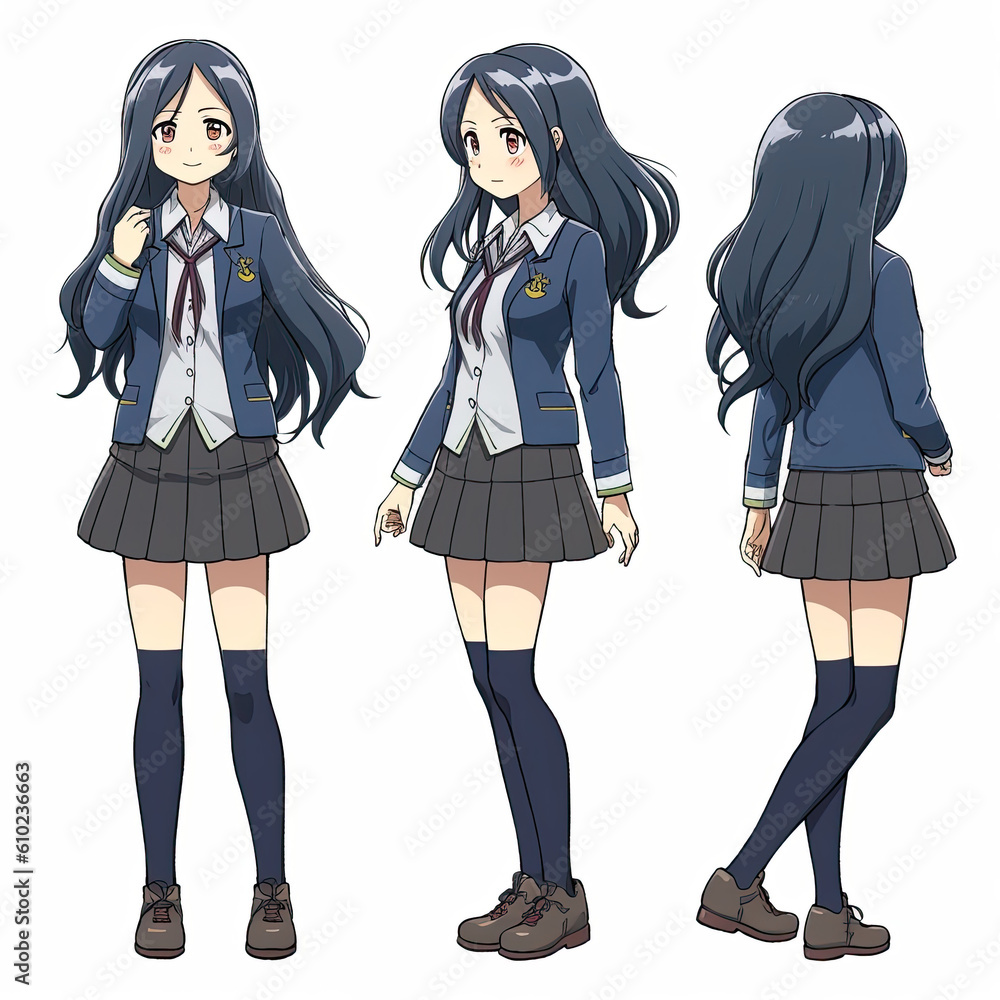 Anime-style depiction of a girl in a school uniform Visual novel ...