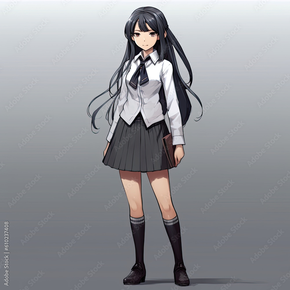 Anime-style depiction of a girl in a school uniform Visual novel ...