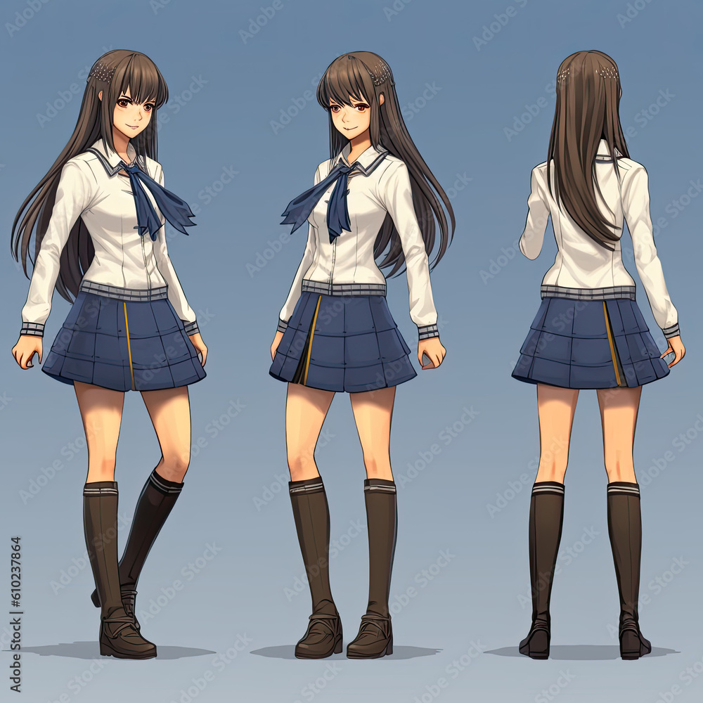Anime-style depiction of a girl in a school uniform Visual novel ...