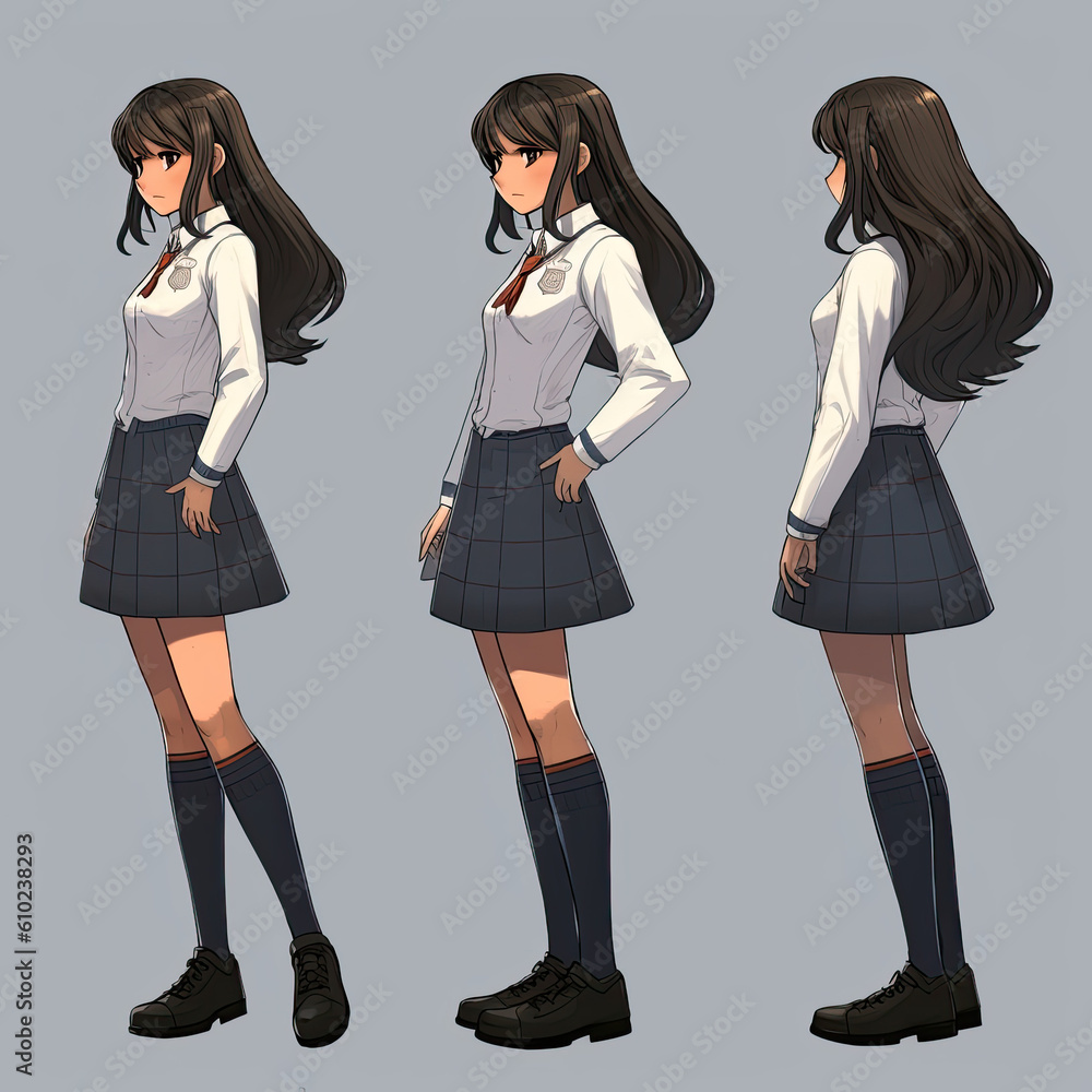 Anime-style depiction of a girl in a school uniform Visual novel ...