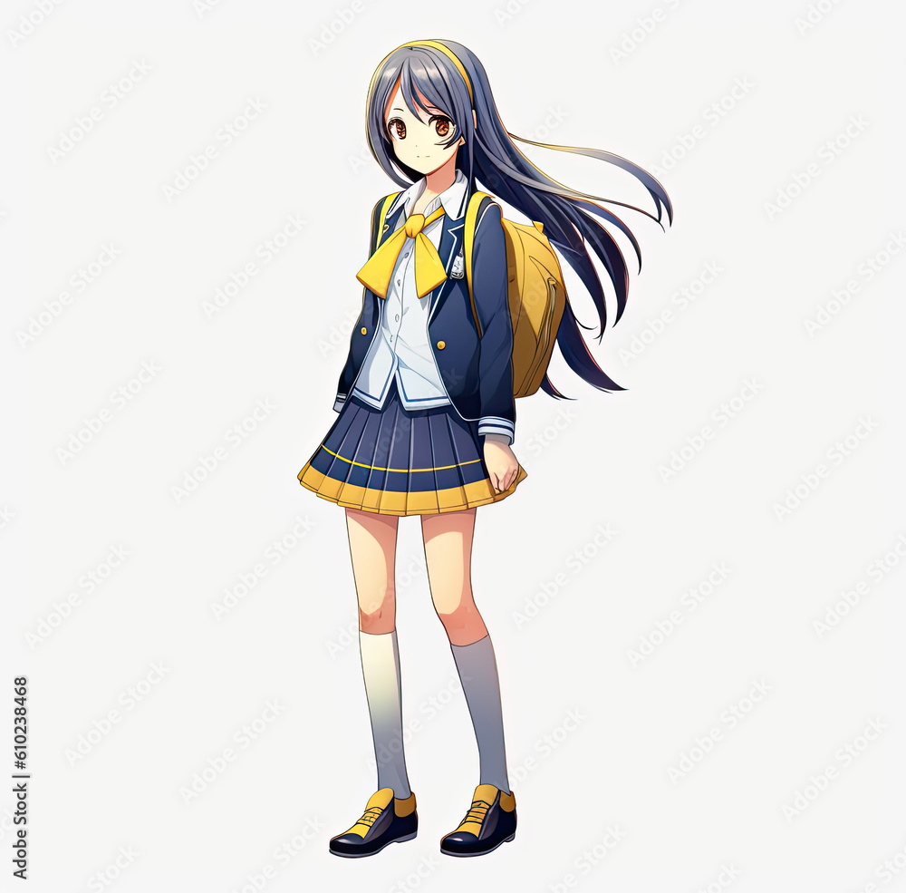 Anime-style depiction of a girl in a school uniform Visual novel ...