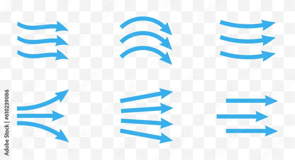 Air flow directions icon set on a transparent background. Easily ...