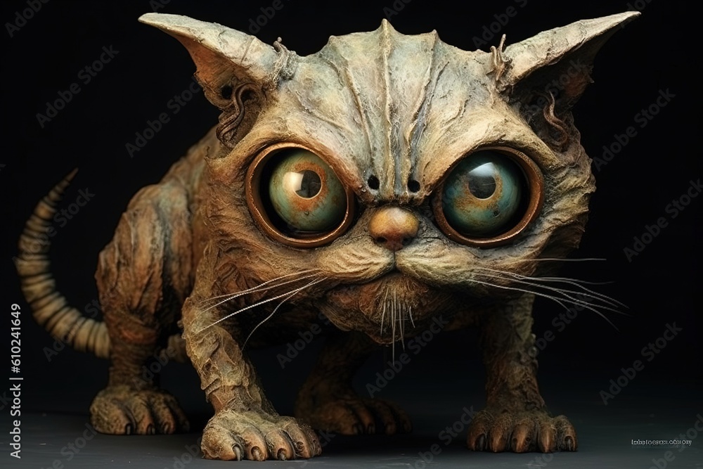 Cat as polyphemus one eye cyclop giant illustration generative ai Stock ...