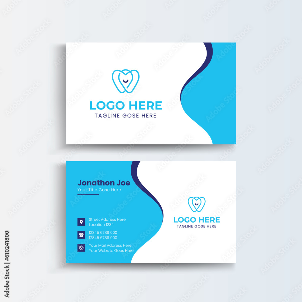 Dental care and Medical Healthcare Visiting card design. Double-sided ...