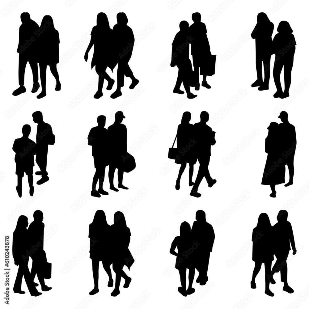 Vector Collection Set of Socialite People Silhouettes Stock Vector ...