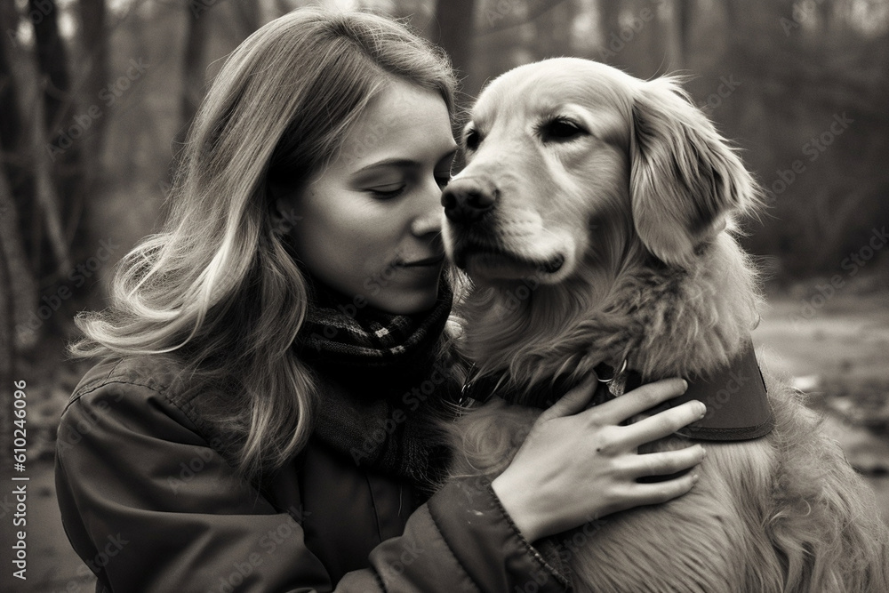 warm hugs dogs with their owners, cuddling with a dog, Generative AI ...