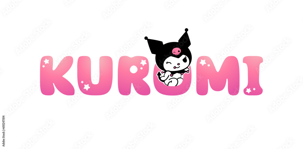 vector illustration Kuromi fonts with character cartoon designs for ...