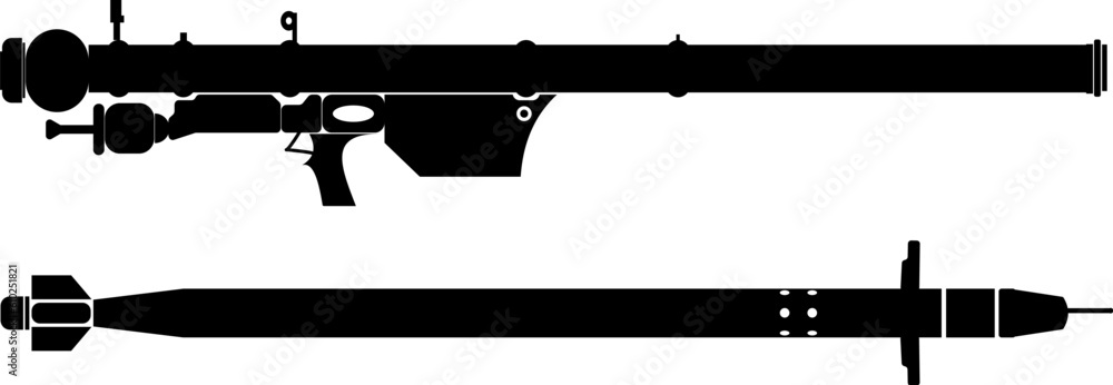 Vetor de Black shape of Russian short-range man-portable air defense ...