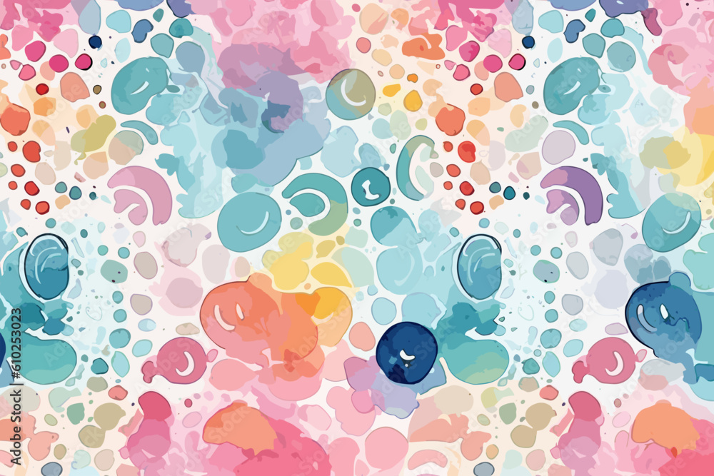 Doodle inspired Watercolor wash pattern pattern, cartoon sticker ...