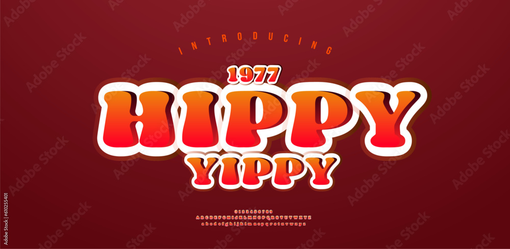 70s retro groovy alphabet letters font and number. Typography ...