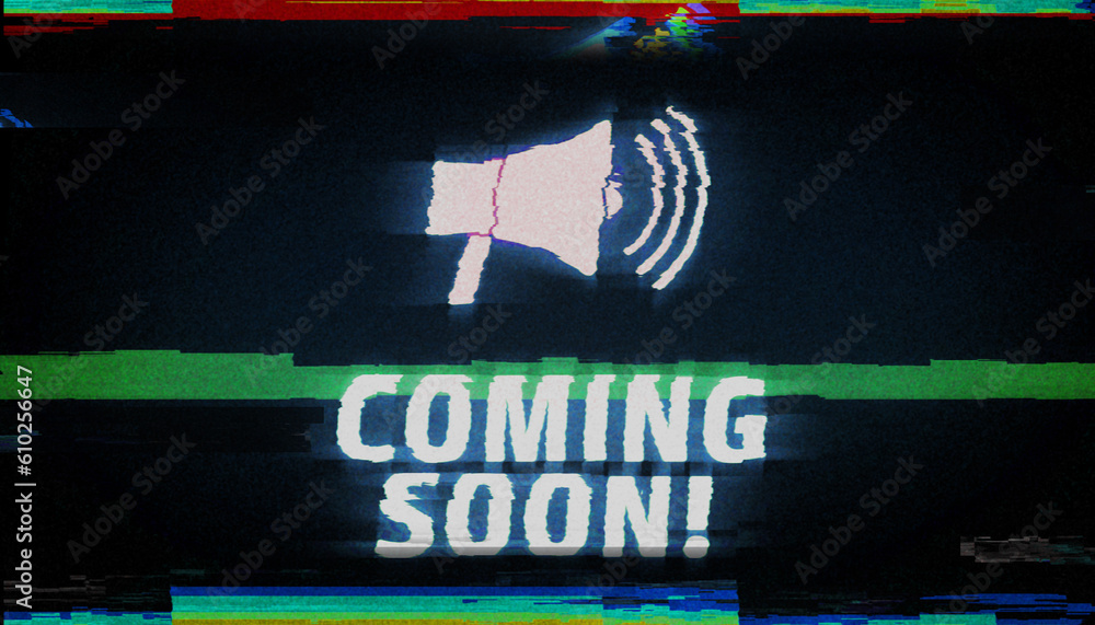 Coming soon symbol on analog screen VHS style Stock Illustration ...