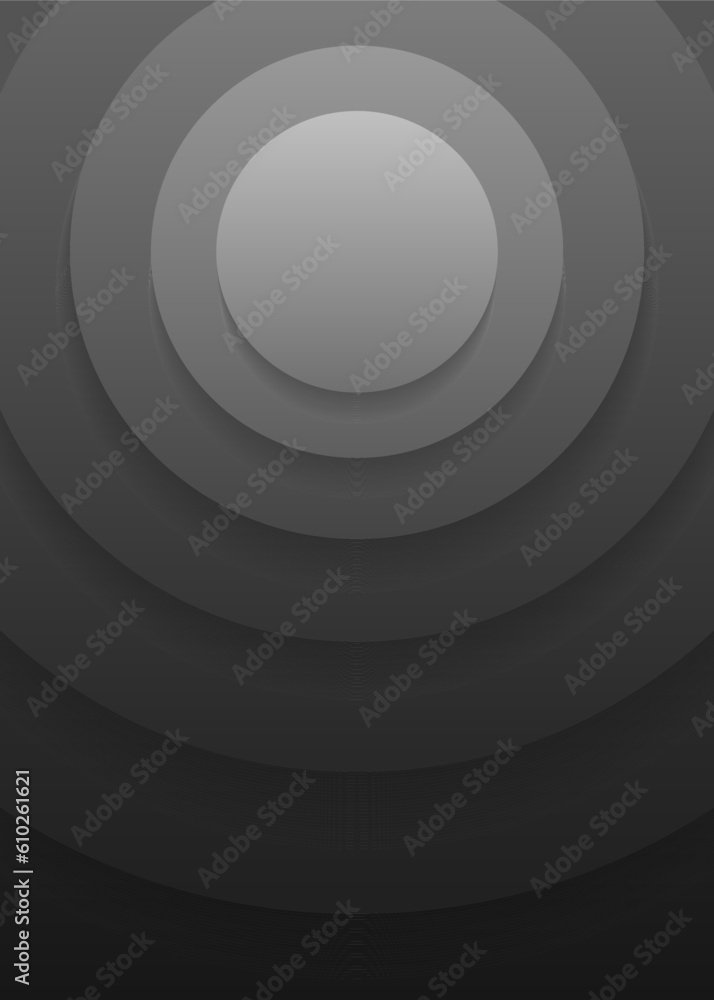 Concentric circles with shadows. Abstract dark background. Black ...
