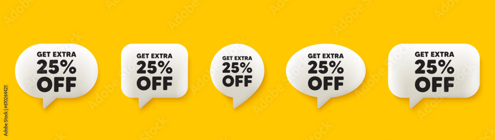 Get Extra 25 percent off Sale. 3d chat speech bubbles set. Discount ...