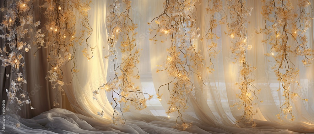 ภาพประกอบสต็อก Ethereal tendrils of light in pale gold and champagne ...