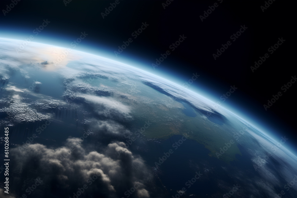 Planet earth from space realistic banner background ai generated Stock ...