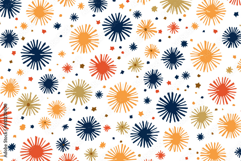Vetor de Doodle inspired Firework stars pattern pattern, cartoon ...