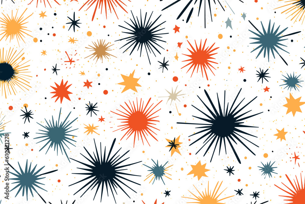 Vetor de Doodle inspired Sparks pattern pattern, cartoon sticker ...