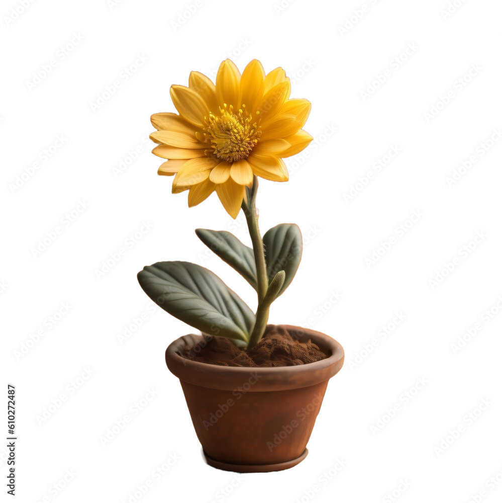 Small flower in a pot, isolated, transparent background, no background ...