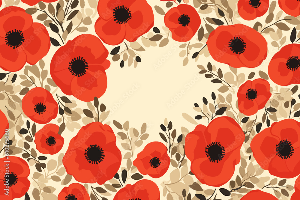 Doodle inspired Poppy wreath laying ceremonies pattern pattern, cartoon ...