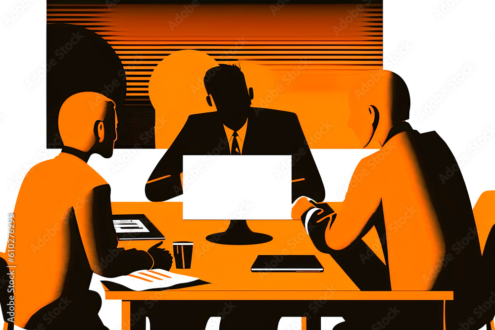 A Stylised Duotone Pictogram Illustration of a Business Meeting ...