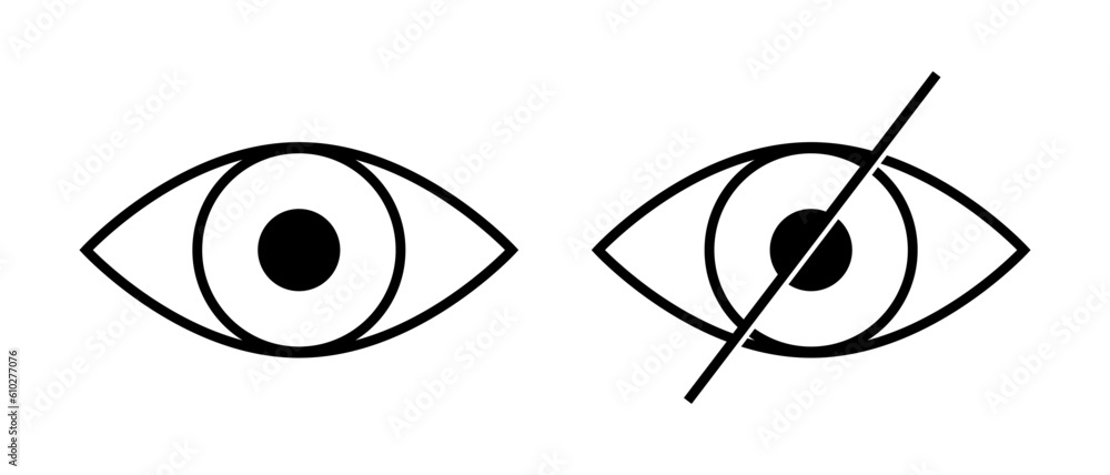 Eye and hidden eye icon set. Password user interface. Vector. Stock ...