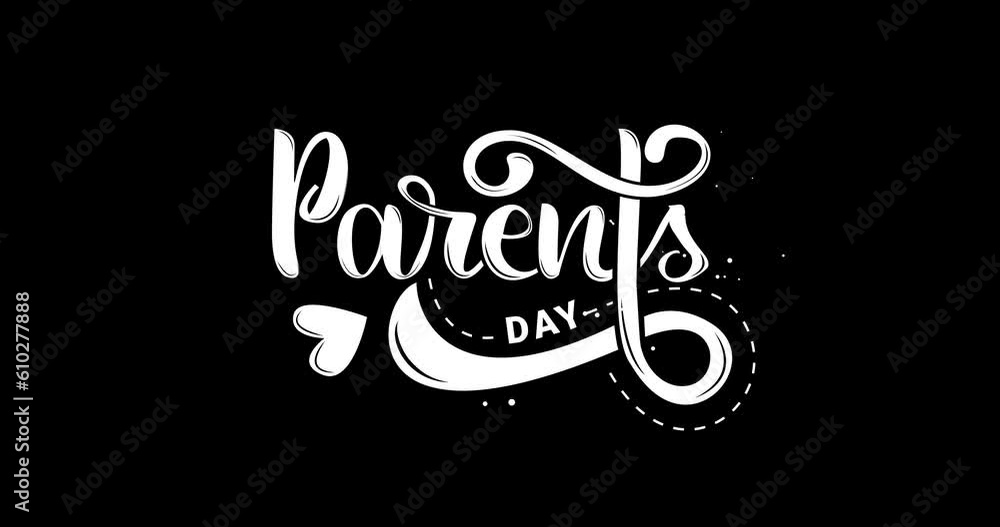 Happy Parents Day handwritten animation text in white color on the ...